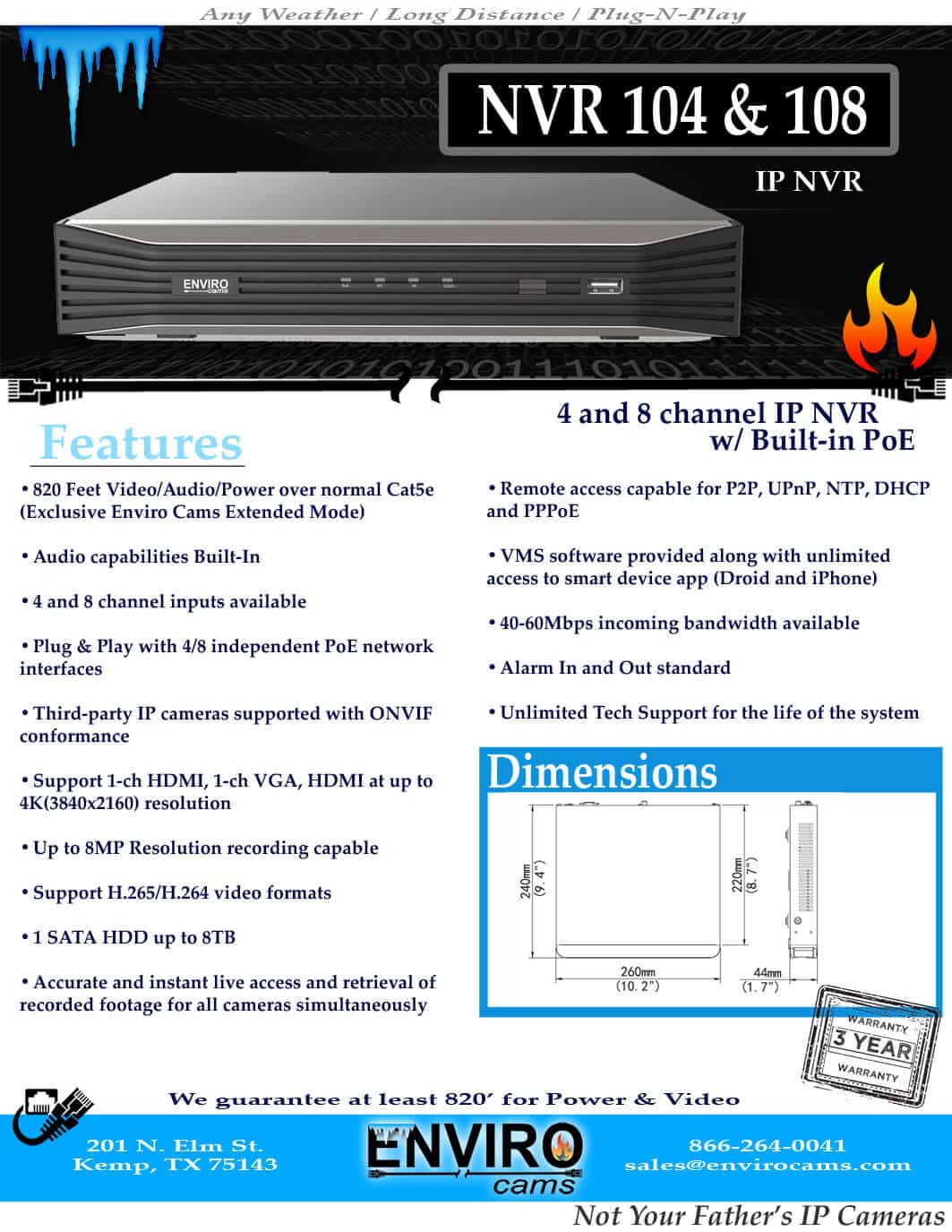 4 & 8 Channel NVR (Network Video Recorders) - 6TB Storage